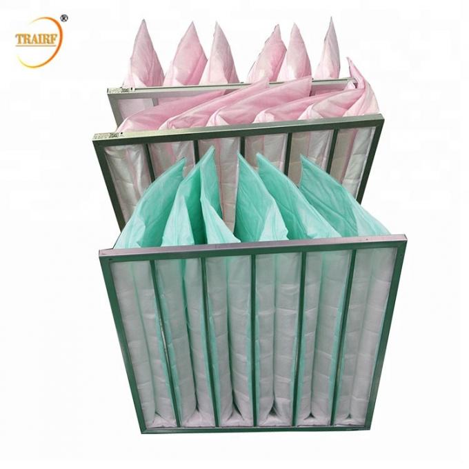 Galvanized Steel Frame 95% Fiberglass Bag Filter Air For Commercial ...